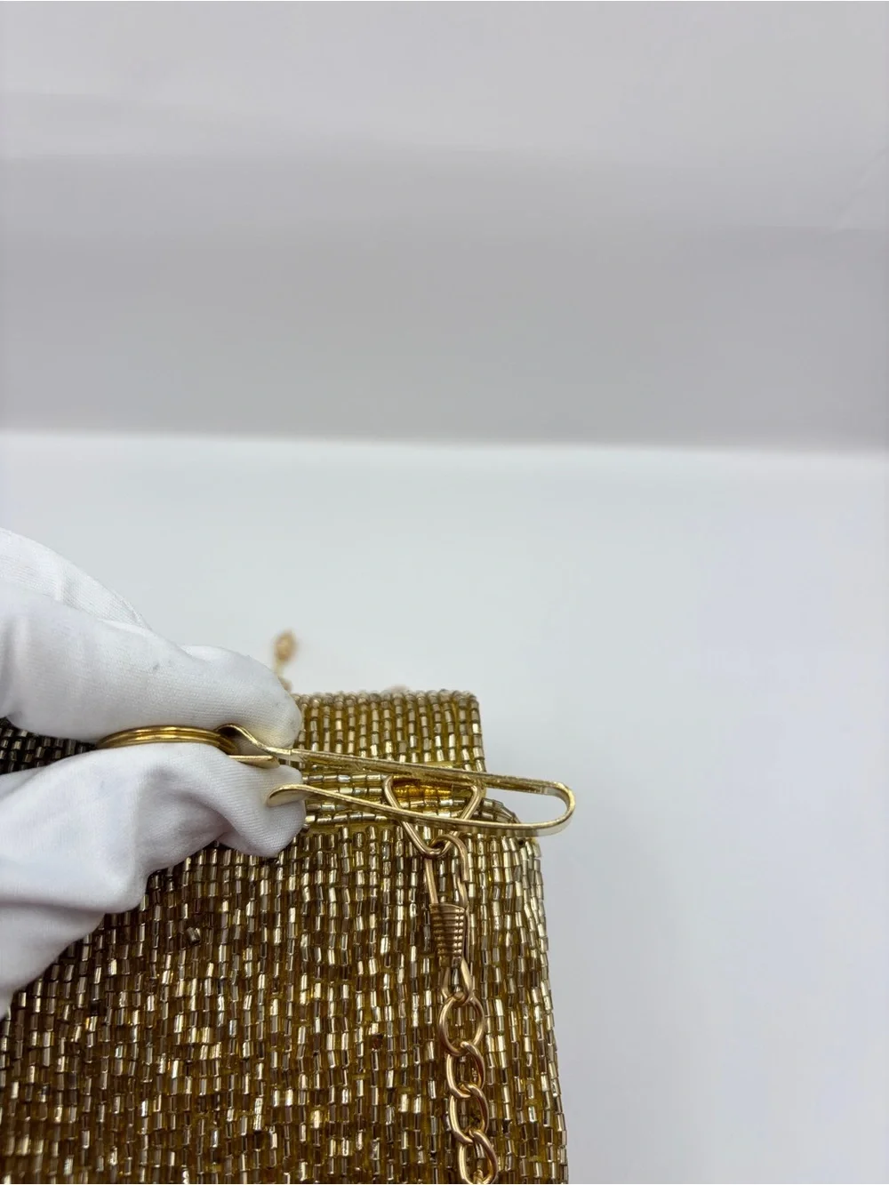 Bags | Gold Beaded Fringe Phone Holder Purse With Chain | Poshmark